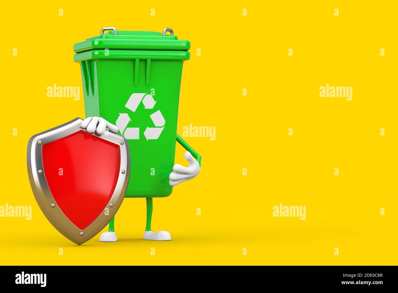 Recycle Sign Green Garbage Trash Bin Character Mascot with Red Metal ...