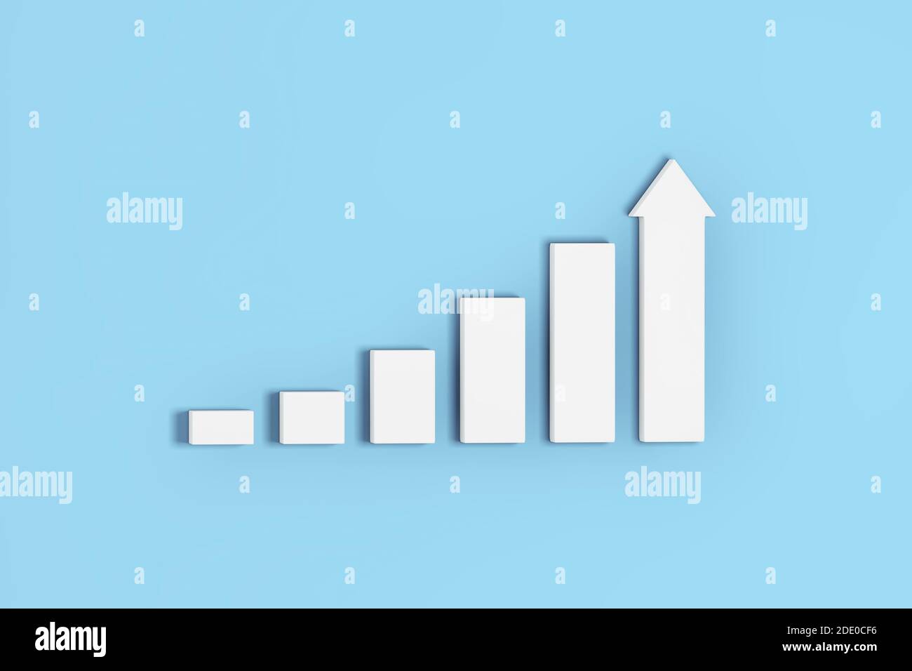 Growing Bars and Arrow Chart Graph Diagram on a blue background. 3d ...