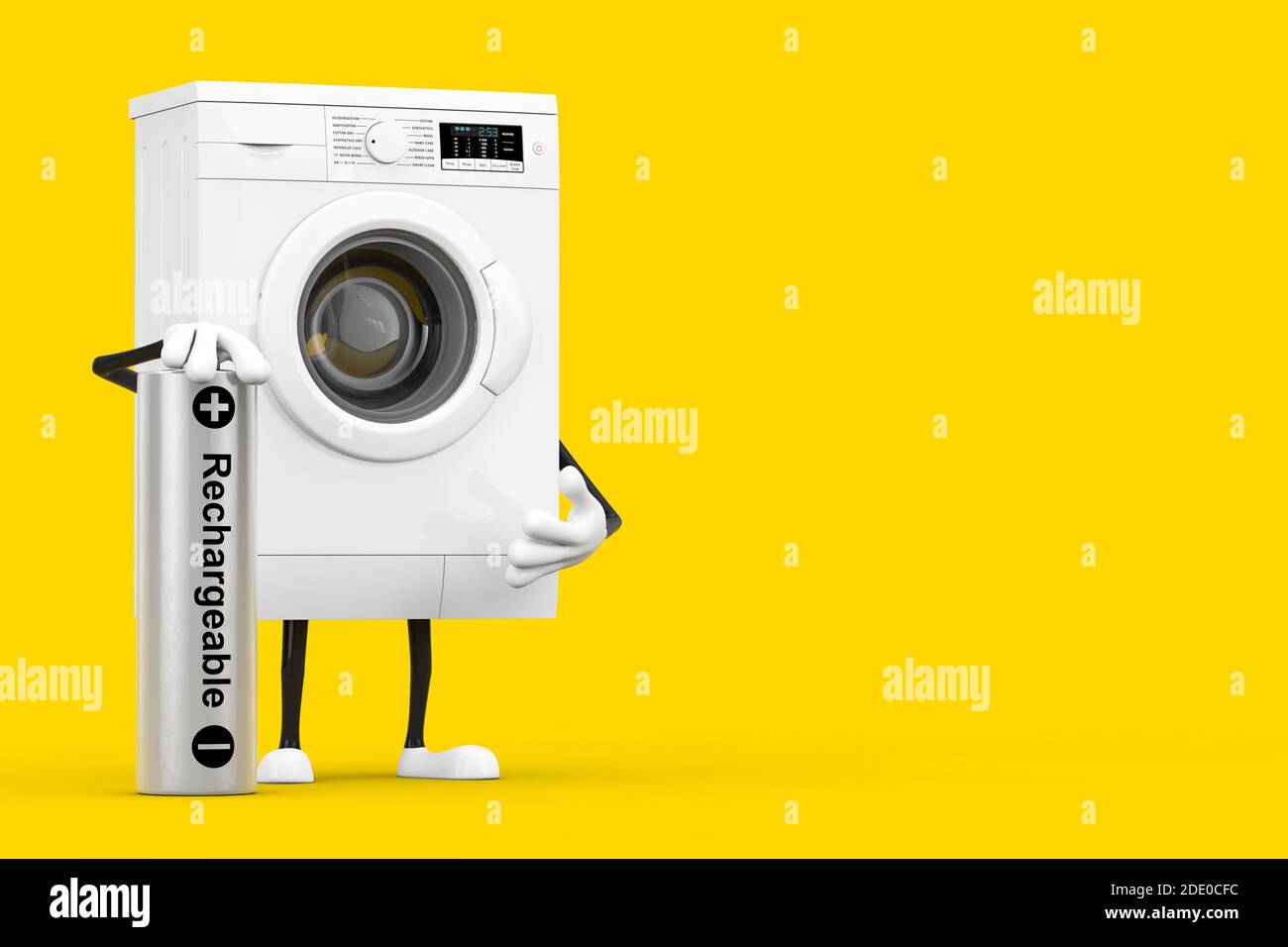 Modern White Washing Machine Character Mascot with Rechargeable Battery ...