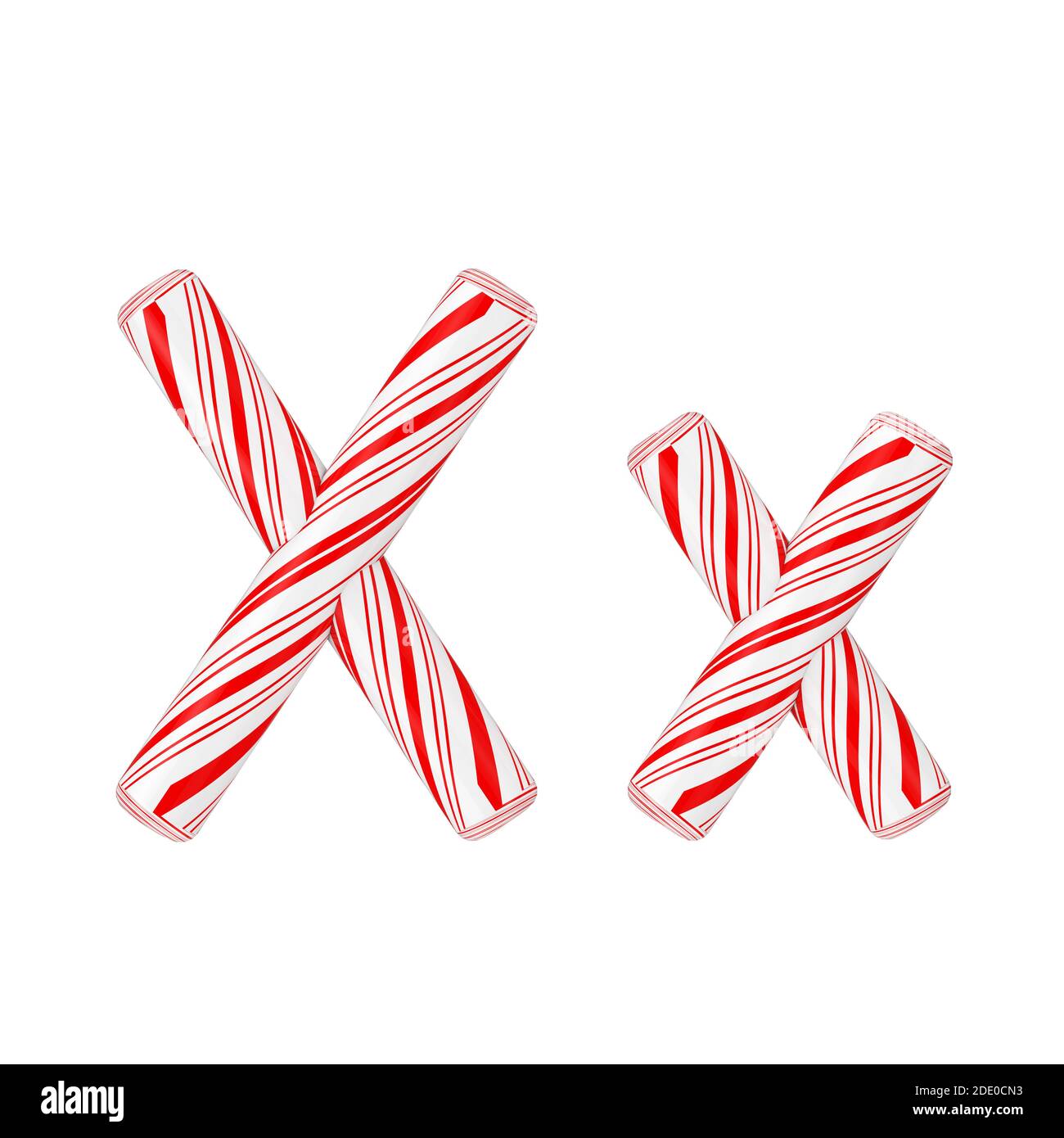Letter X Mint Candy Cane Alphabet Collection Striped in Red Christmas ...