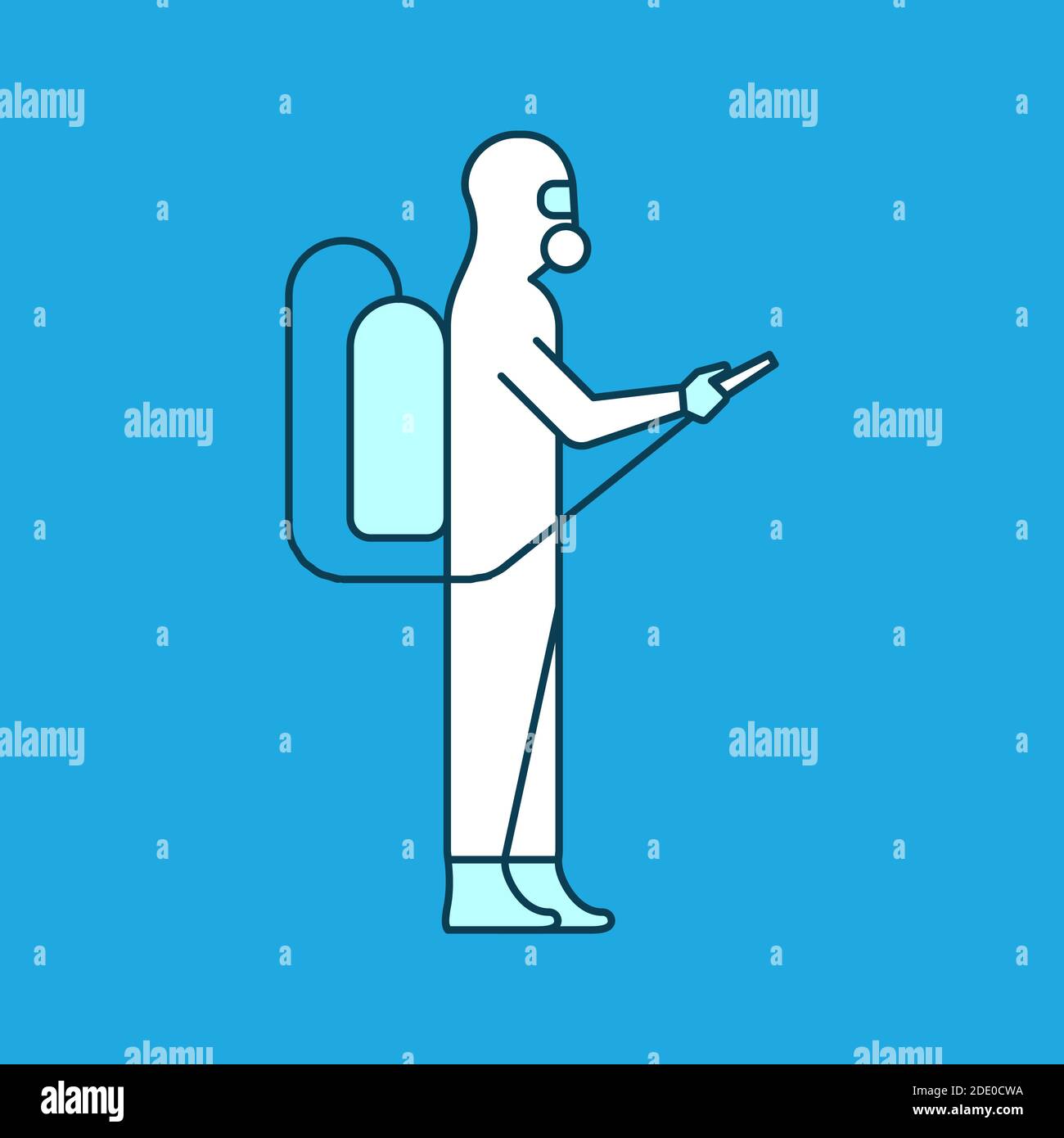 Man in white protective suit during epidemic. Worker wearing PPE doing ...