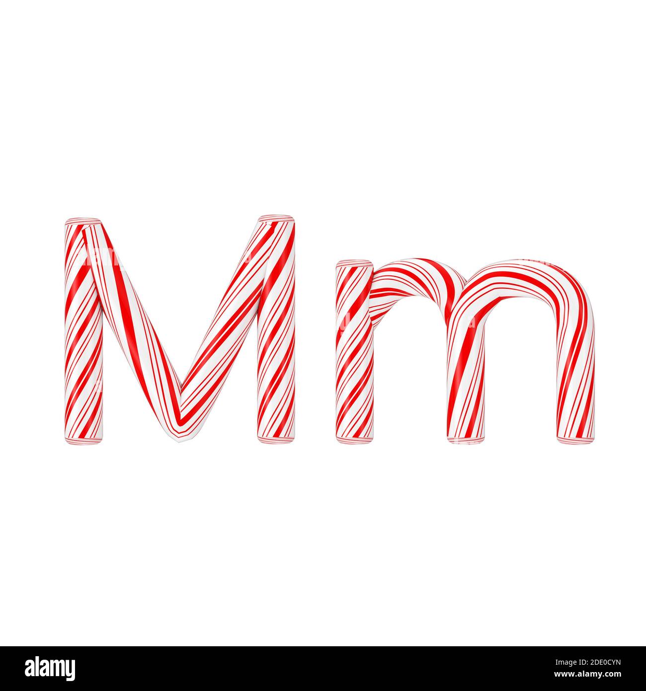 Letter M Mint Candy Cane Alphabet Collection Striped in Red Christmas ...