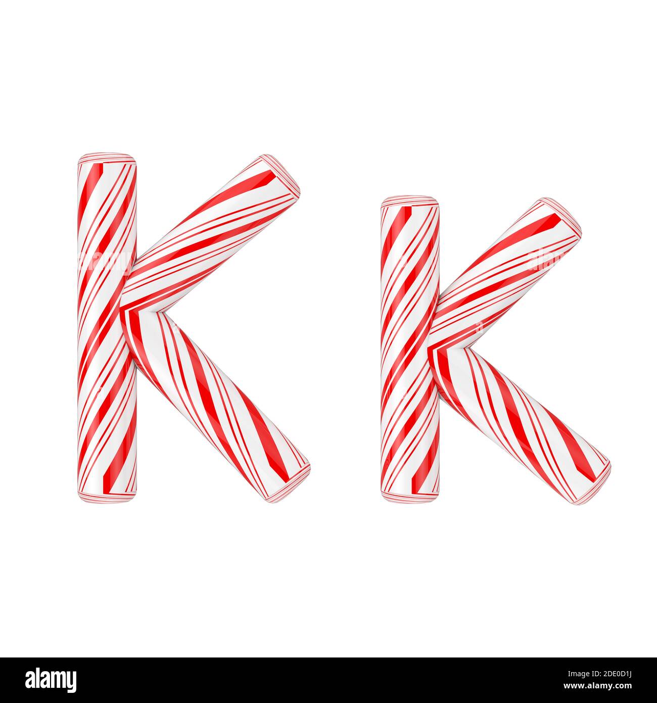 Letter K Mint Candy Cane Alphabet Collection Striped in Red Christmas ...