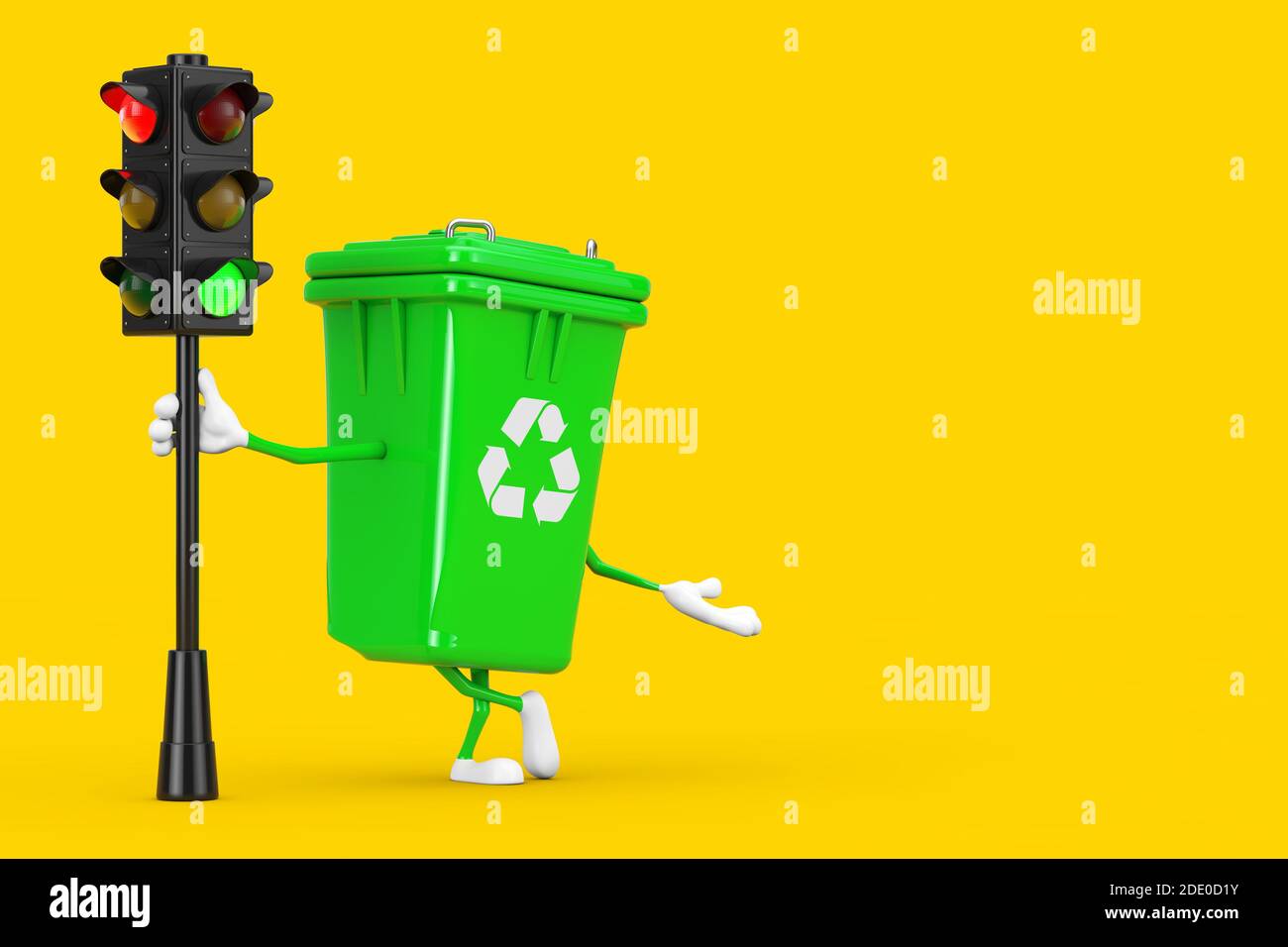 Recycle Sign Green Garbage Trash Bin Character Mascot with Traffic ...