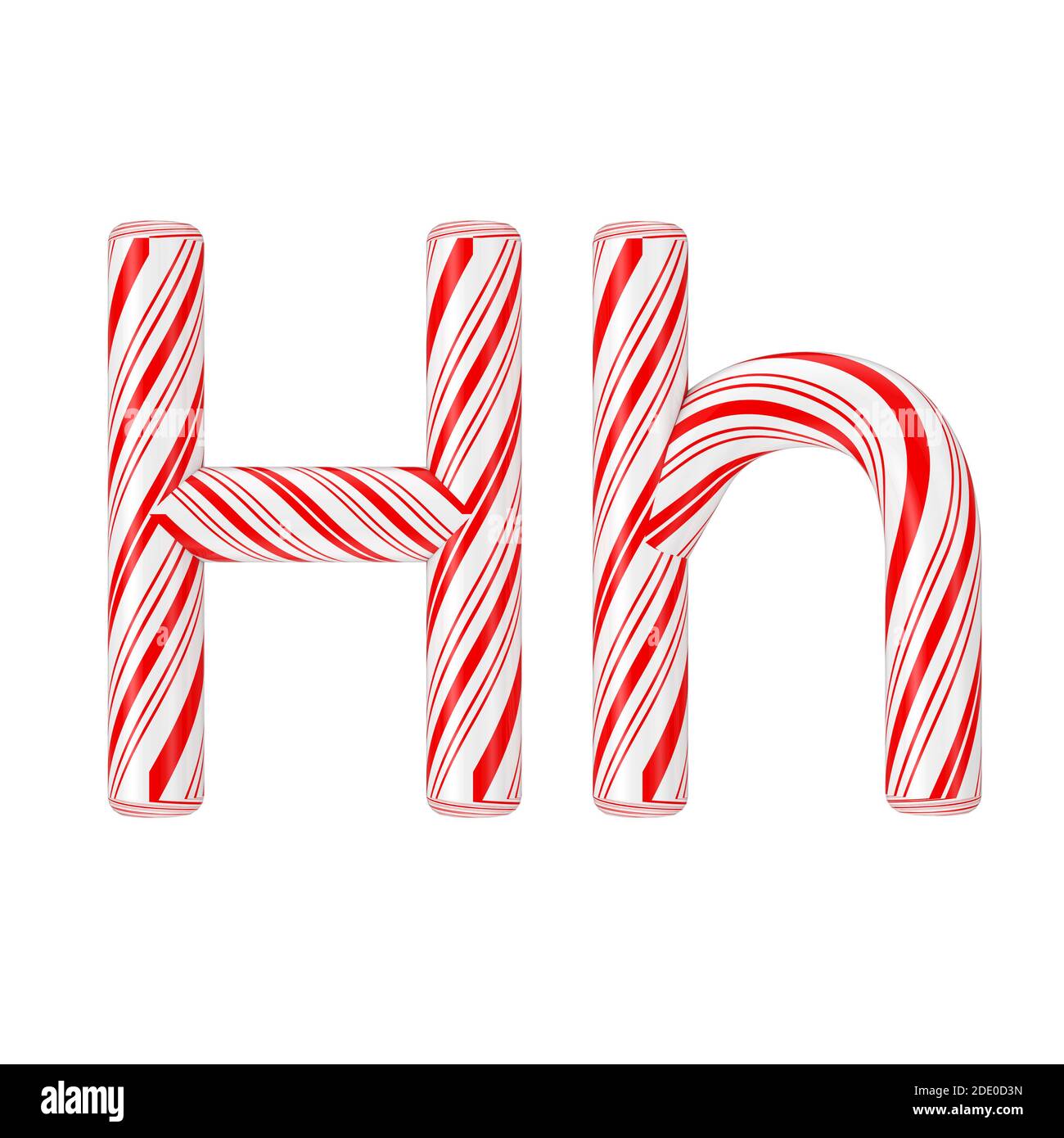 Letter H Mint Candy Cane Alphabet Collection Striped in Red Christmas ...