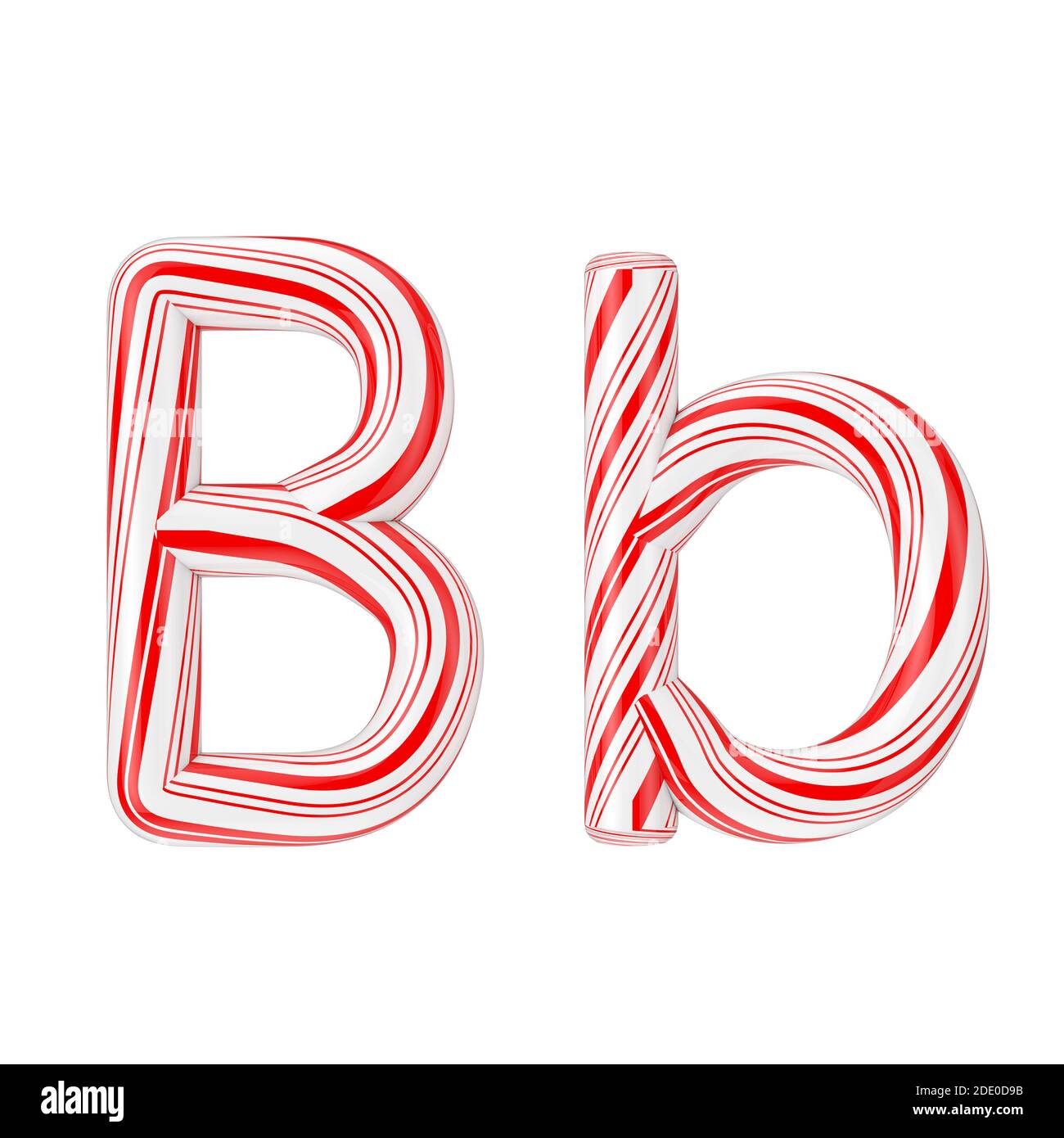Letter B Mint Candy Cane Alphabet Collection Striped in Red Christmas ...