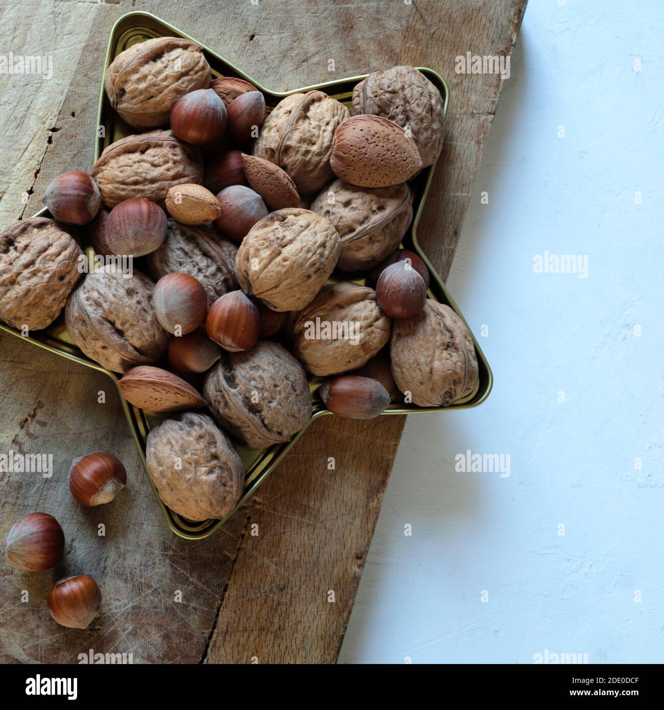 Dry fruits in shell. Top view. Healthy food Stock Photo - Alamy