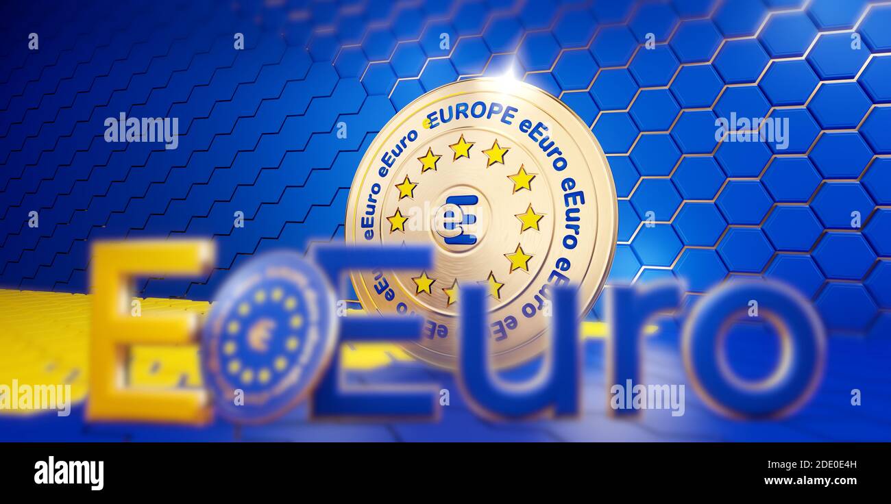 e-euro digital concept of Europe. digital currency of Europe creative ...