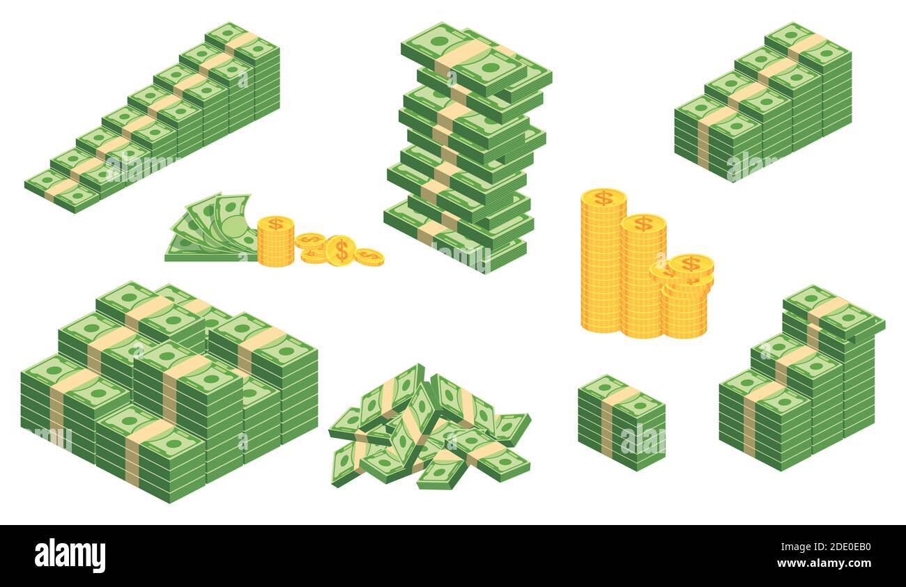 Huge packs of paper money. Flat vector illustration Stock Vector Image ...