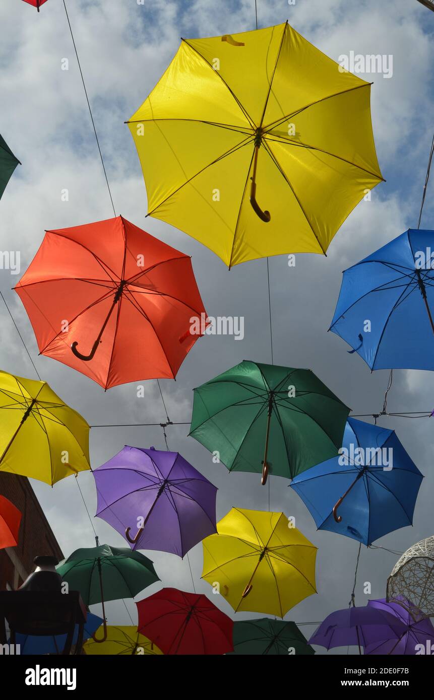 Flying Umbrellas 1 Stock Photo - Alamy