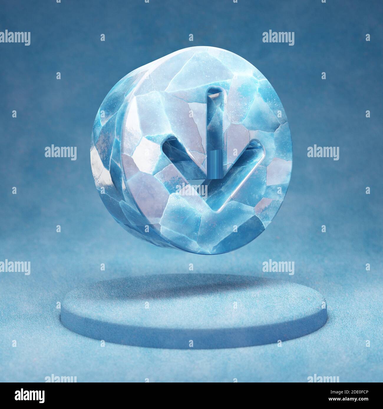 Arrow Circle Down icon. Cracked blue Ice Arrow Circle Down symbol on ...