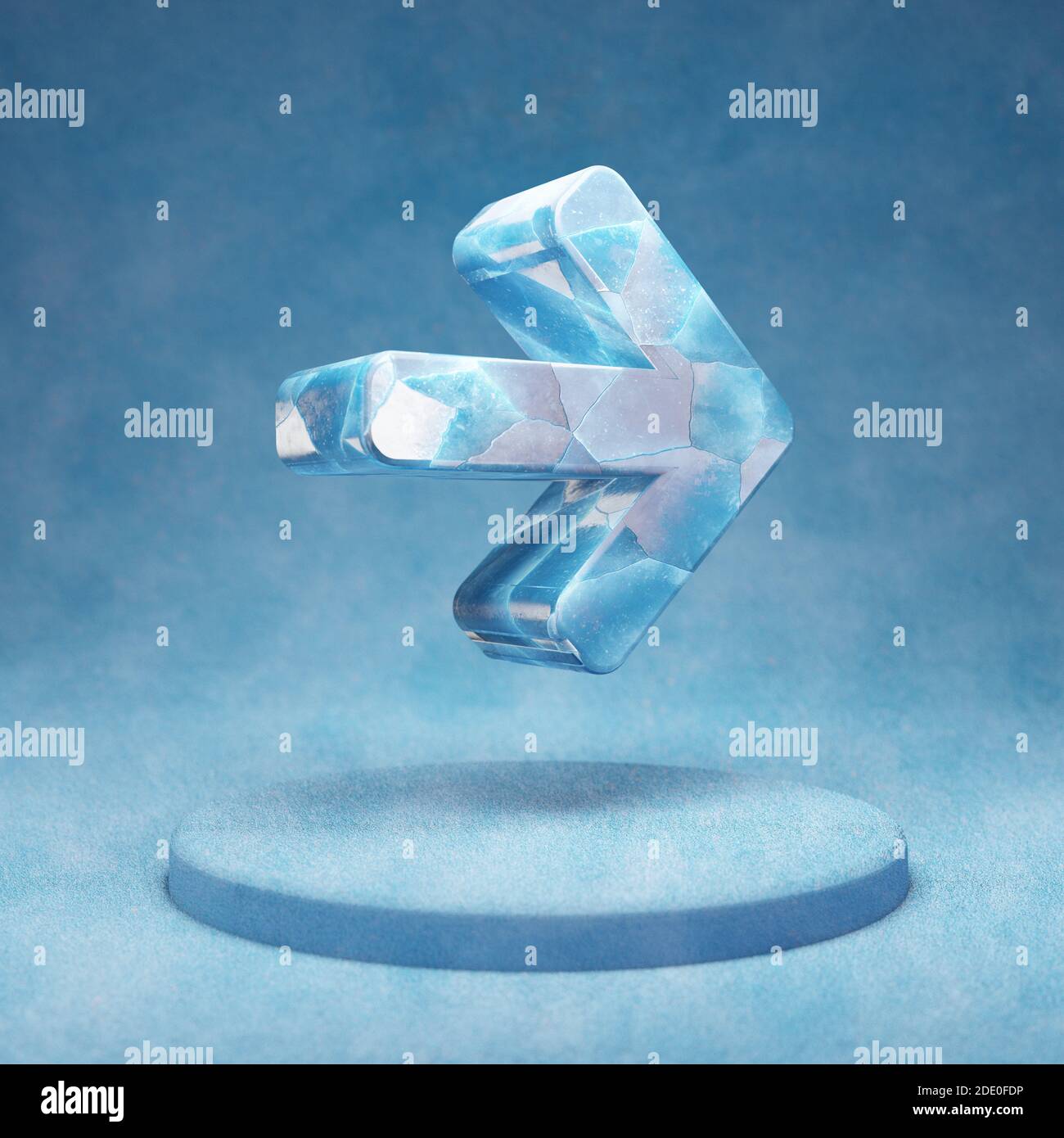 Arrow Right icon. Cracked blue Ice Arrow Right symbol on blue snow ...