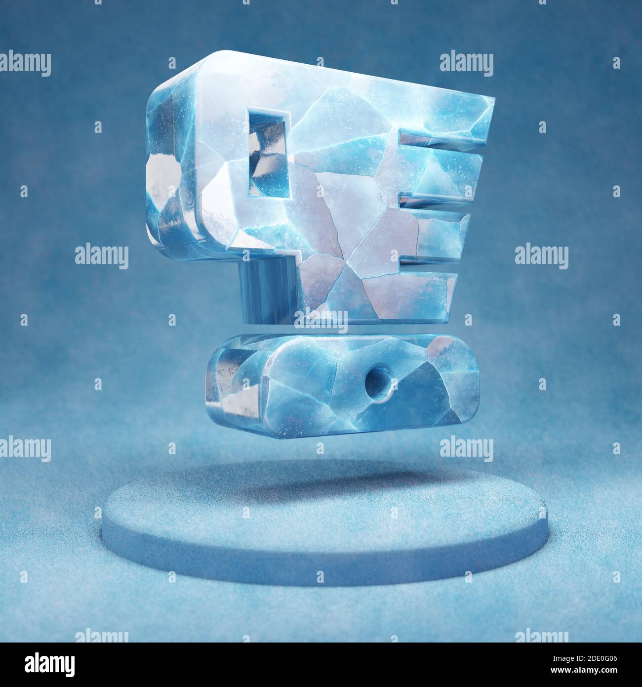 Blender icon. Cracked blue Ice Blender symbol on blue snow podium ...