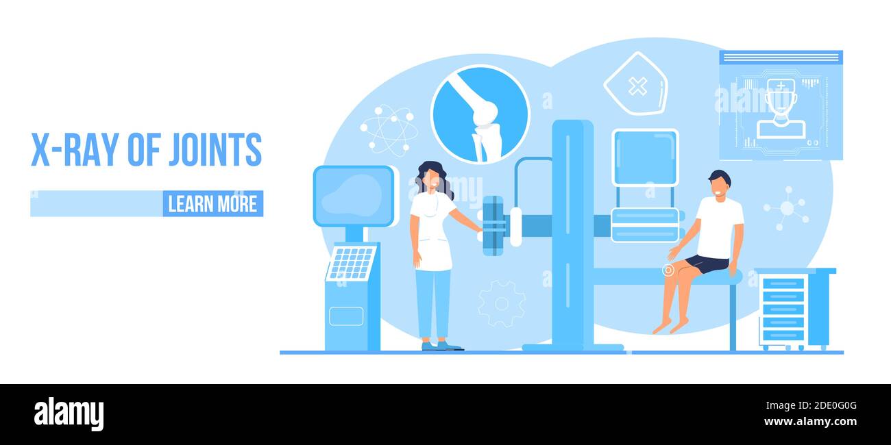 X-ray of joint concept vector. Scanning of patient in clinic ...