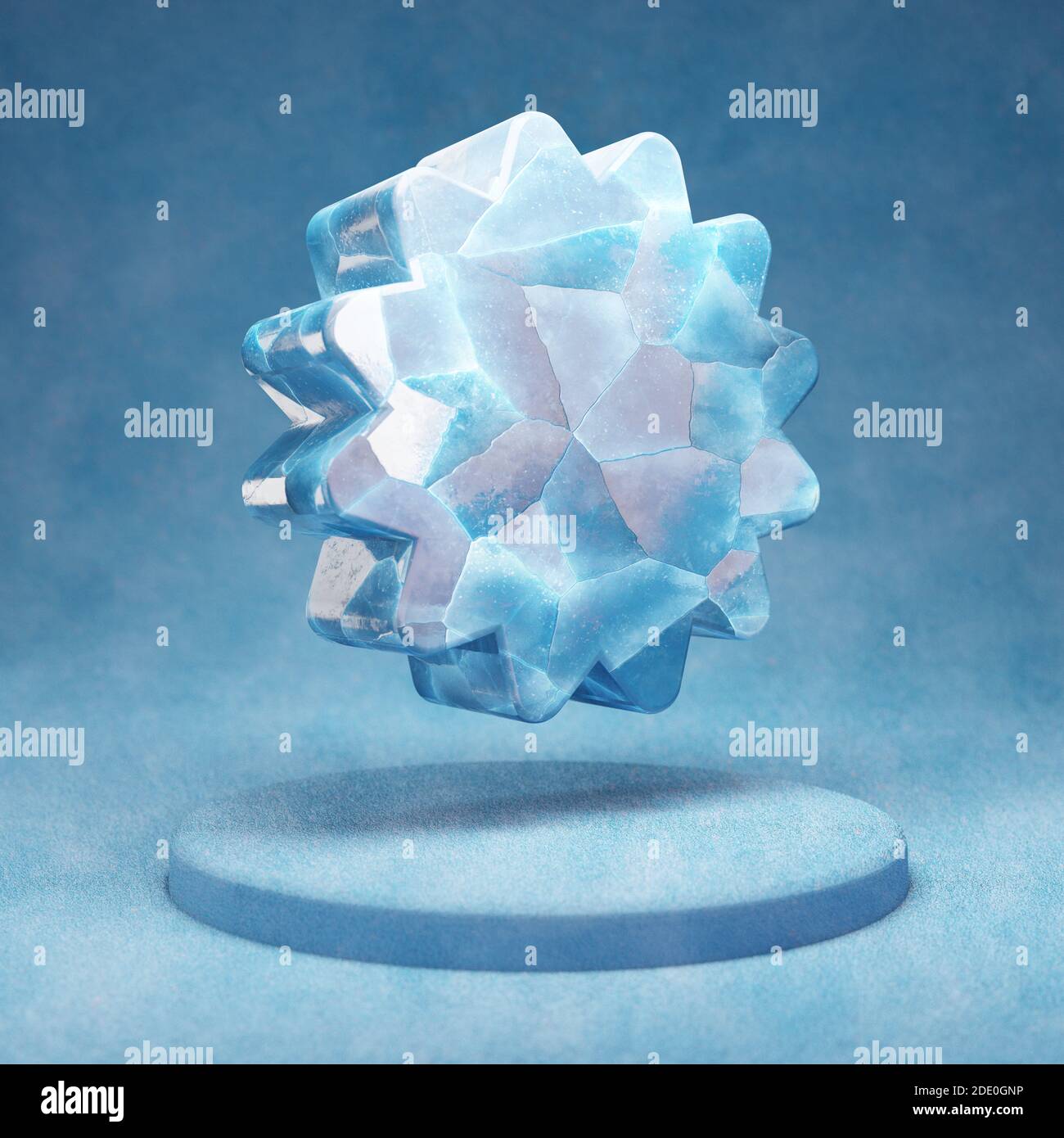 Certificate icon. Cracked blue Ice Certificate symbol on blue snow ...