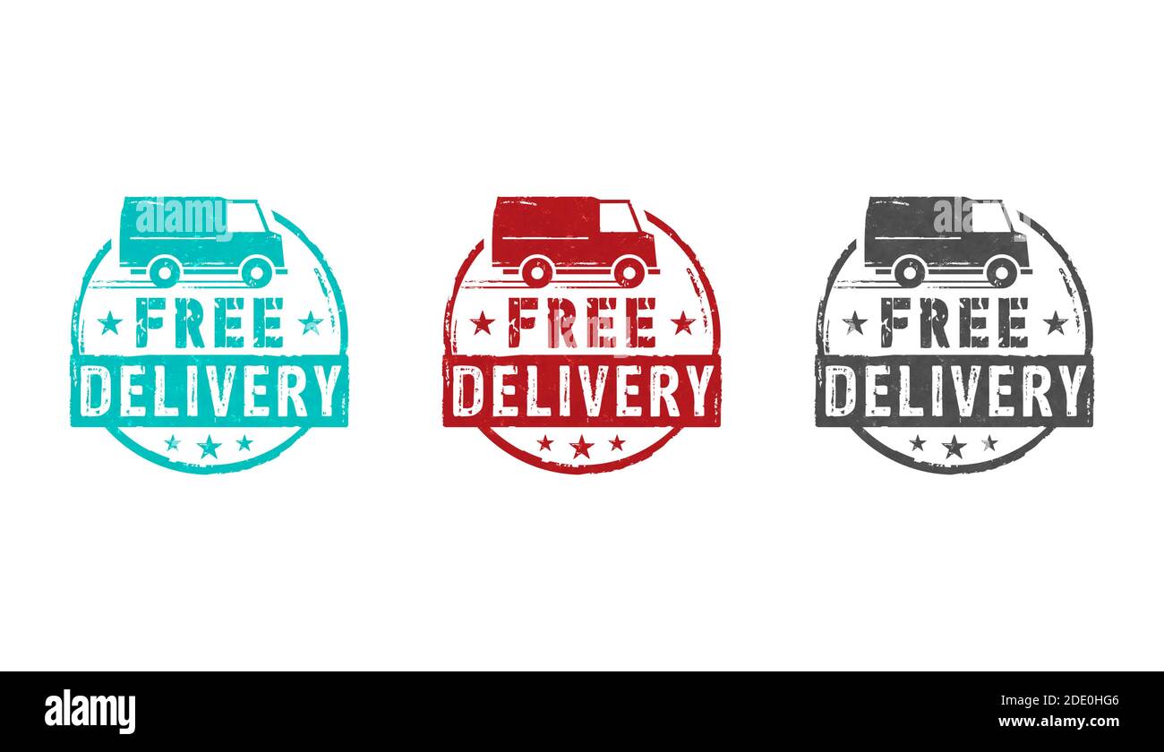 Free delivery stamp icons in few color versions. Gratis shipping ...
