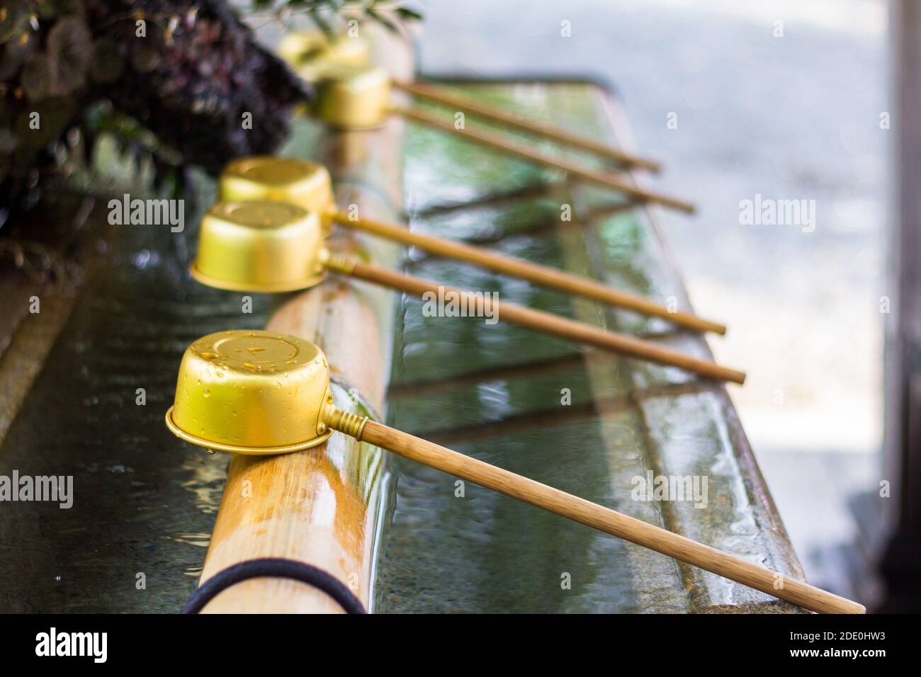 Temizuya, a water basin where Japanese worshipers purify themselves ...