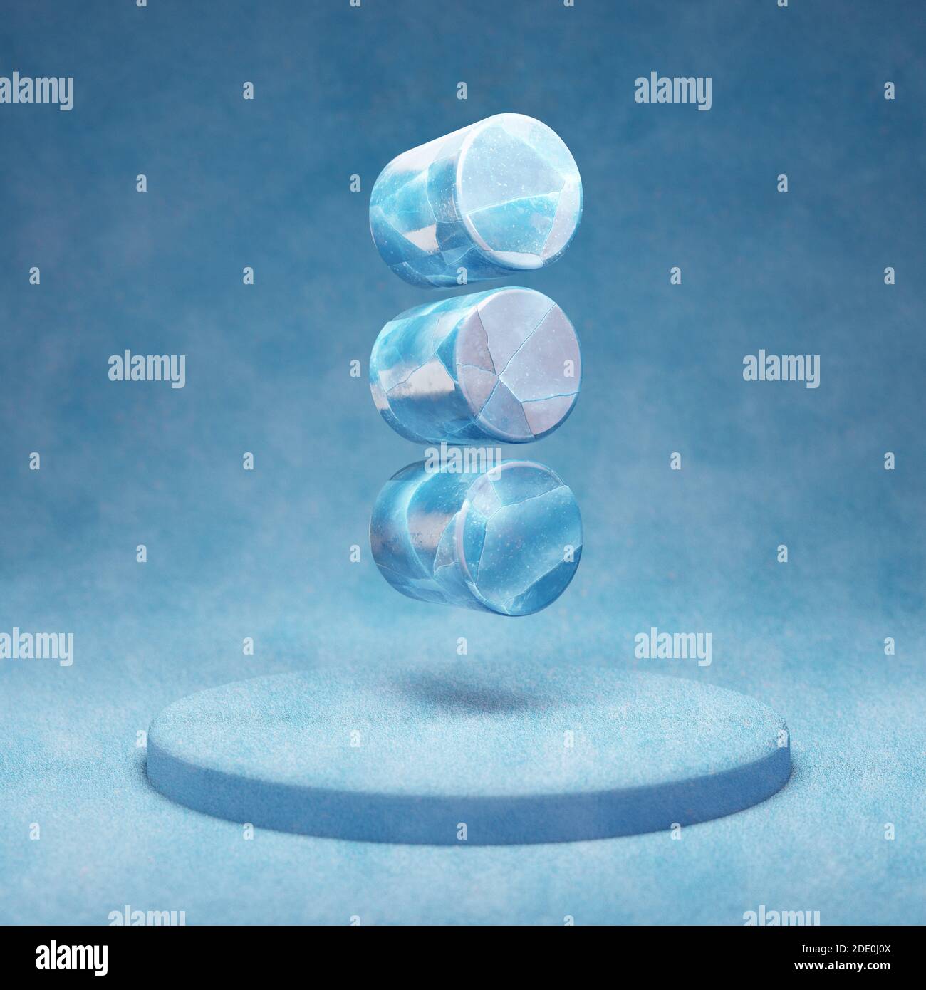 Elipsis Vertical icon. Cracked blue Ice Elipsis Vertical symbol on blue ...