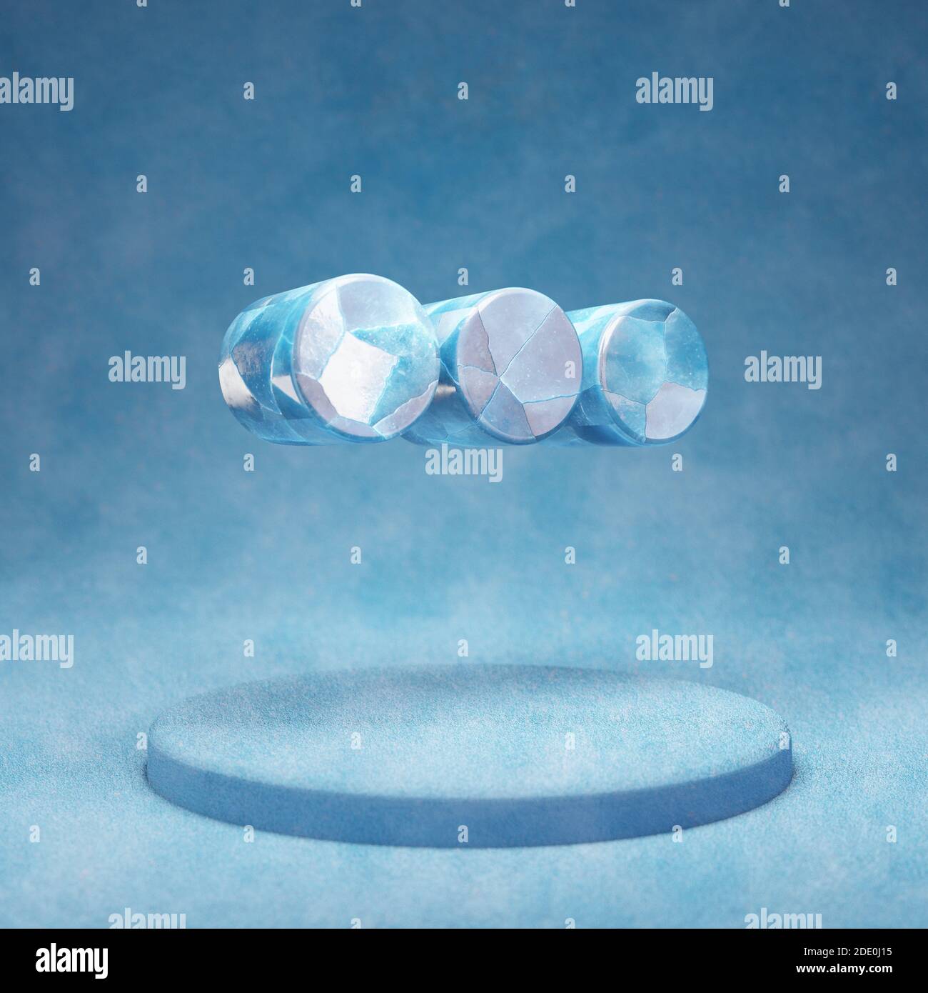 Elipsis Horizontal icon. Cracked blue Ice Elipsis Horizontal symbol on ...