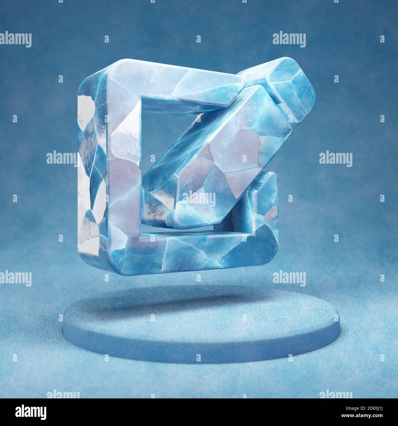 Edit icon. Cracked blue Ice Edit symbol on blue snow podium. Social ...