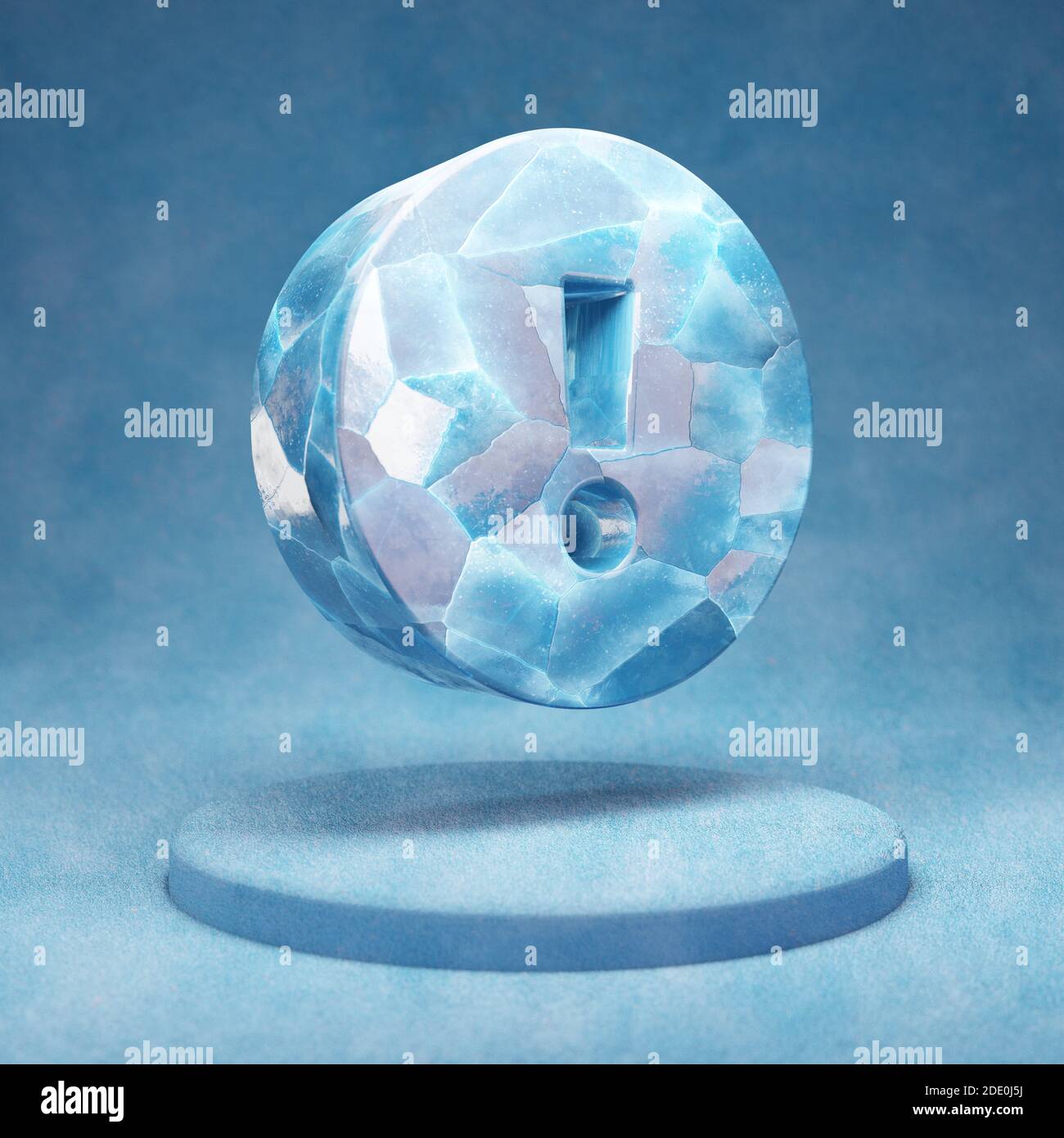 Exclamation Circle icon. Cracked blue Ice Exclamation Circle symbol on ...