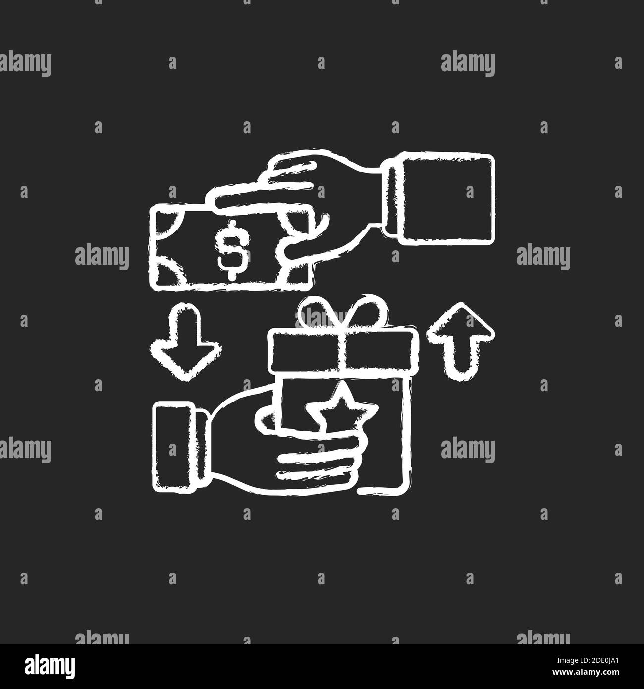 Reward based crowdfunding chalk white icon on black background Stock ...