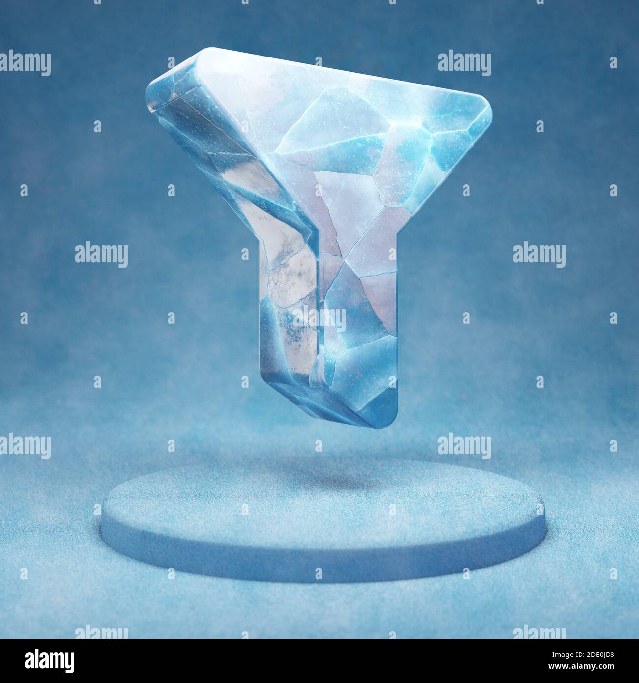 Filter icon. Cracked blue Ice Filter symbol on blue snow podium. Social ...