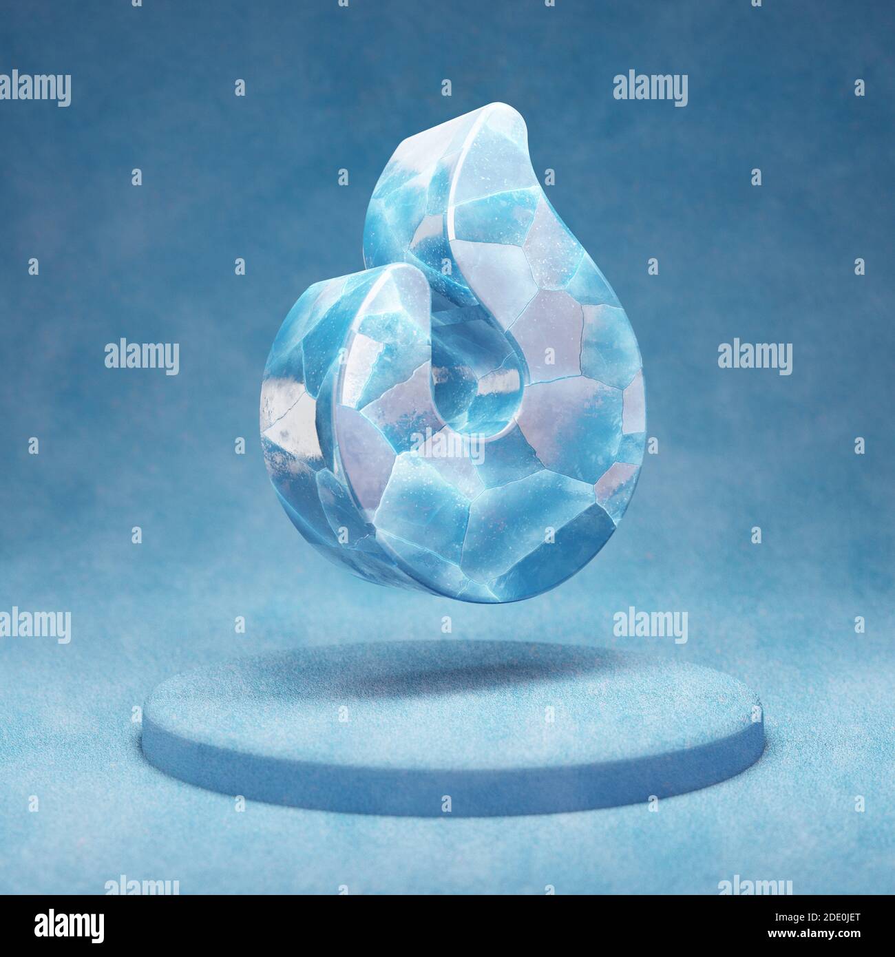 Fire icon. Cracked blue Ice Fire symbol on blue snow podium. Social ...