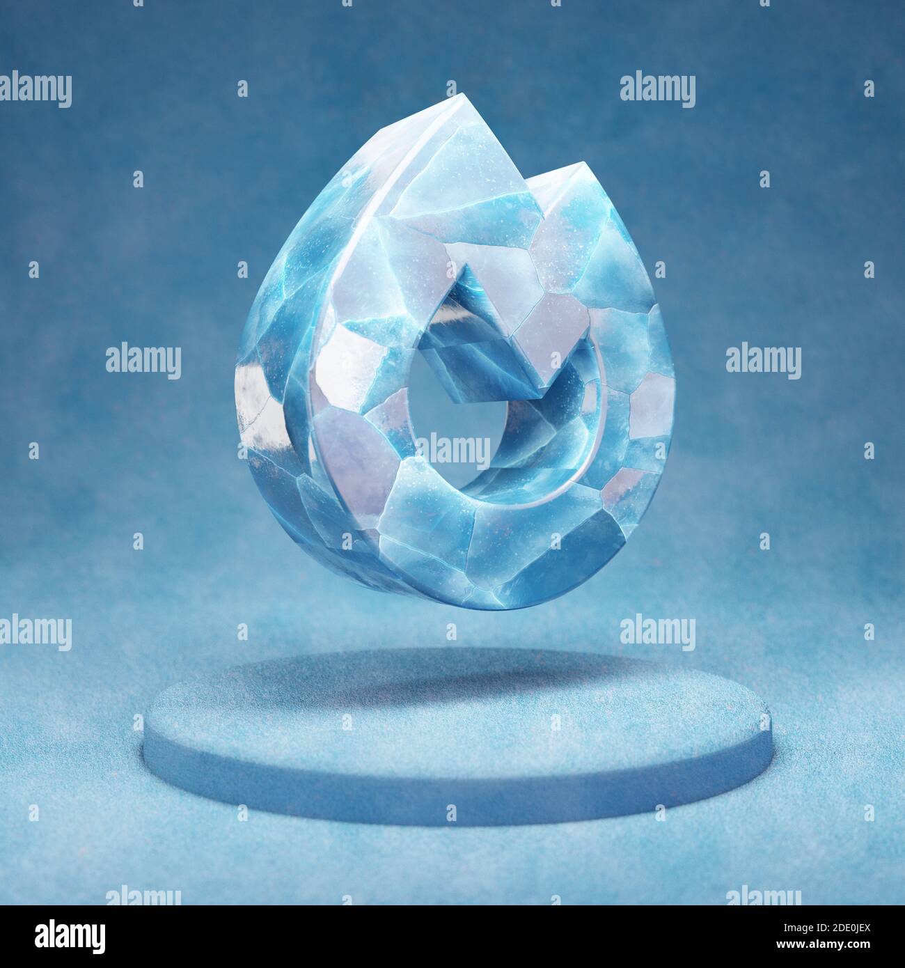 Fire icon. Cracked blue Ice Fire symbol on blue snow podium. Social ...