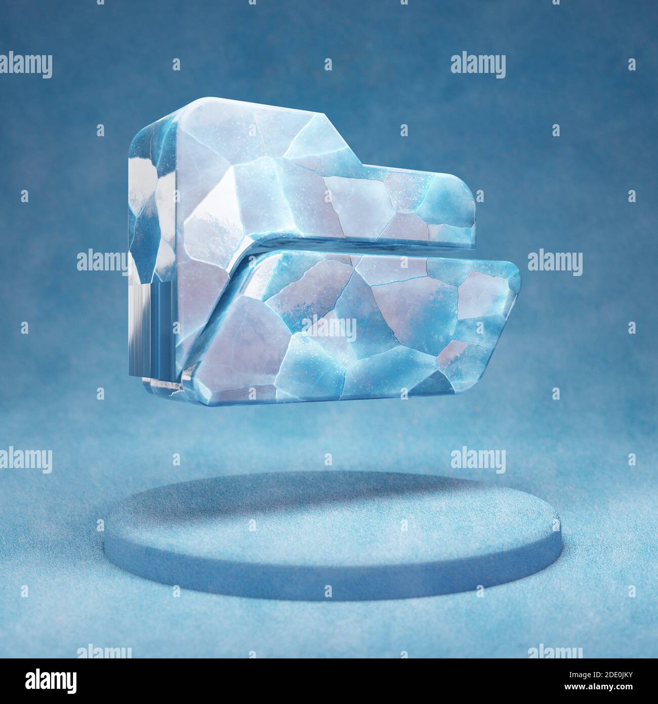 Open Folder icon. Cracked blue Ice Open Folder symbol on blue snow ...