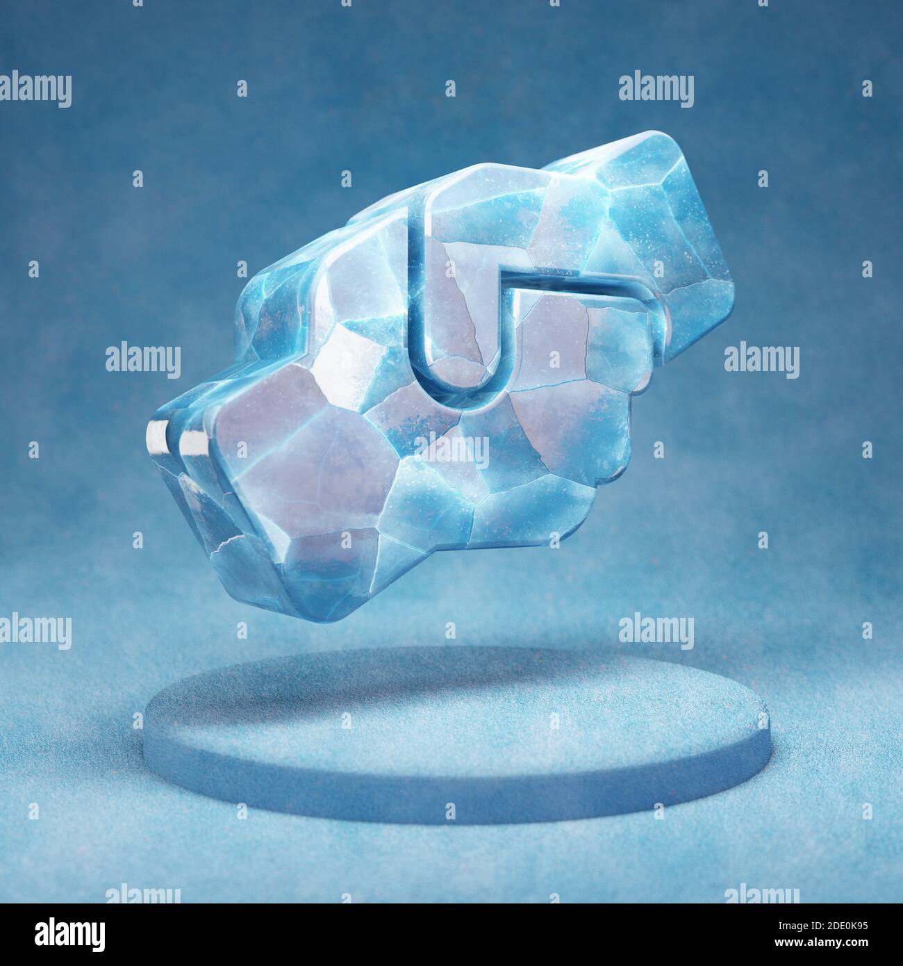 Hands Helping icon. Cracked blue Ice Hands Helping symbol on blue snow ...