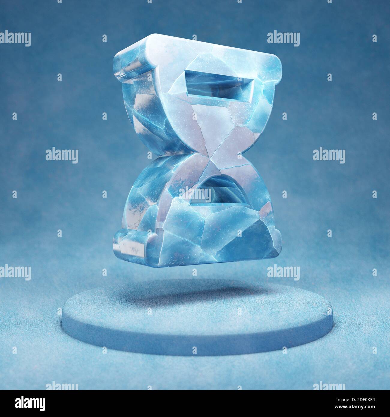 Hourglass Half icon. Cracked blue Ice Hourglass Half symbol on blue ...