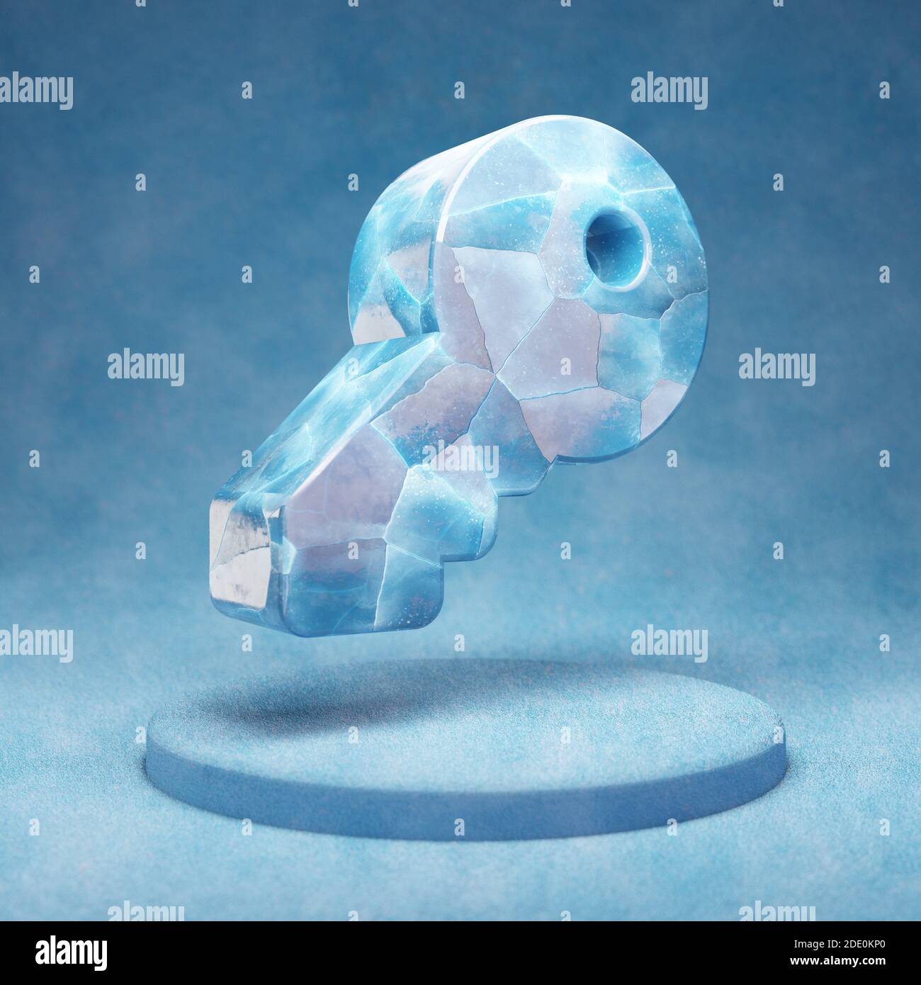 Key icon. Cracked blue Ice Key symbol on blue snow podium. Social Media ...