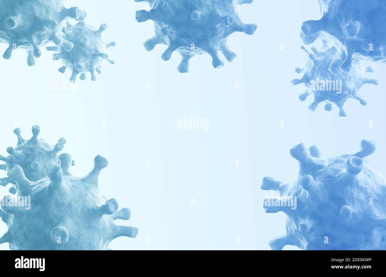 Group of blue coronavirus cells with empty place for your text. COVID ...