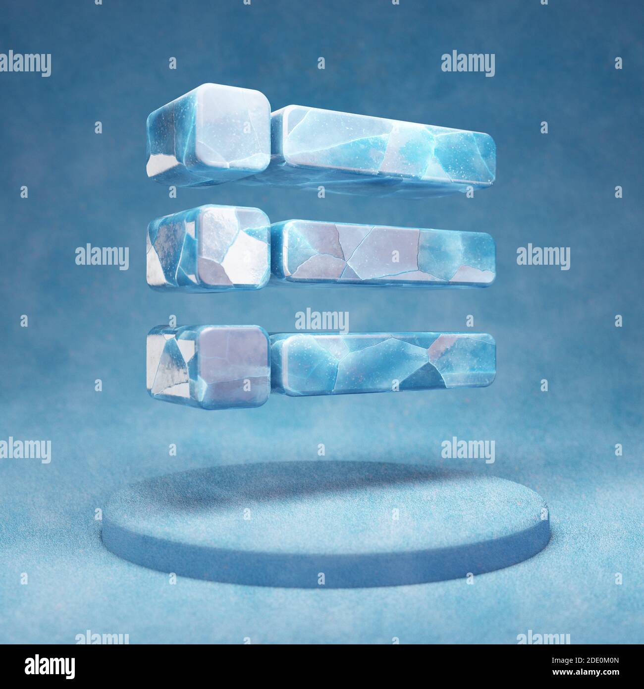 Unordered List icon. Cracked blue Ice Lira symbol on blue snow podium ...