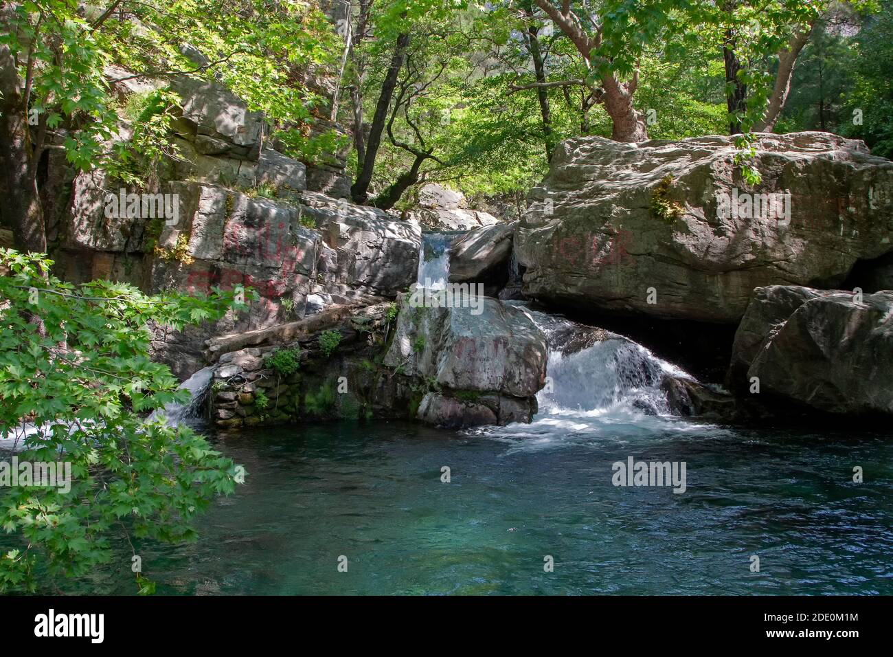 jumping stream to swimming. Stream in Ida Mountain, Beautiful nature ...