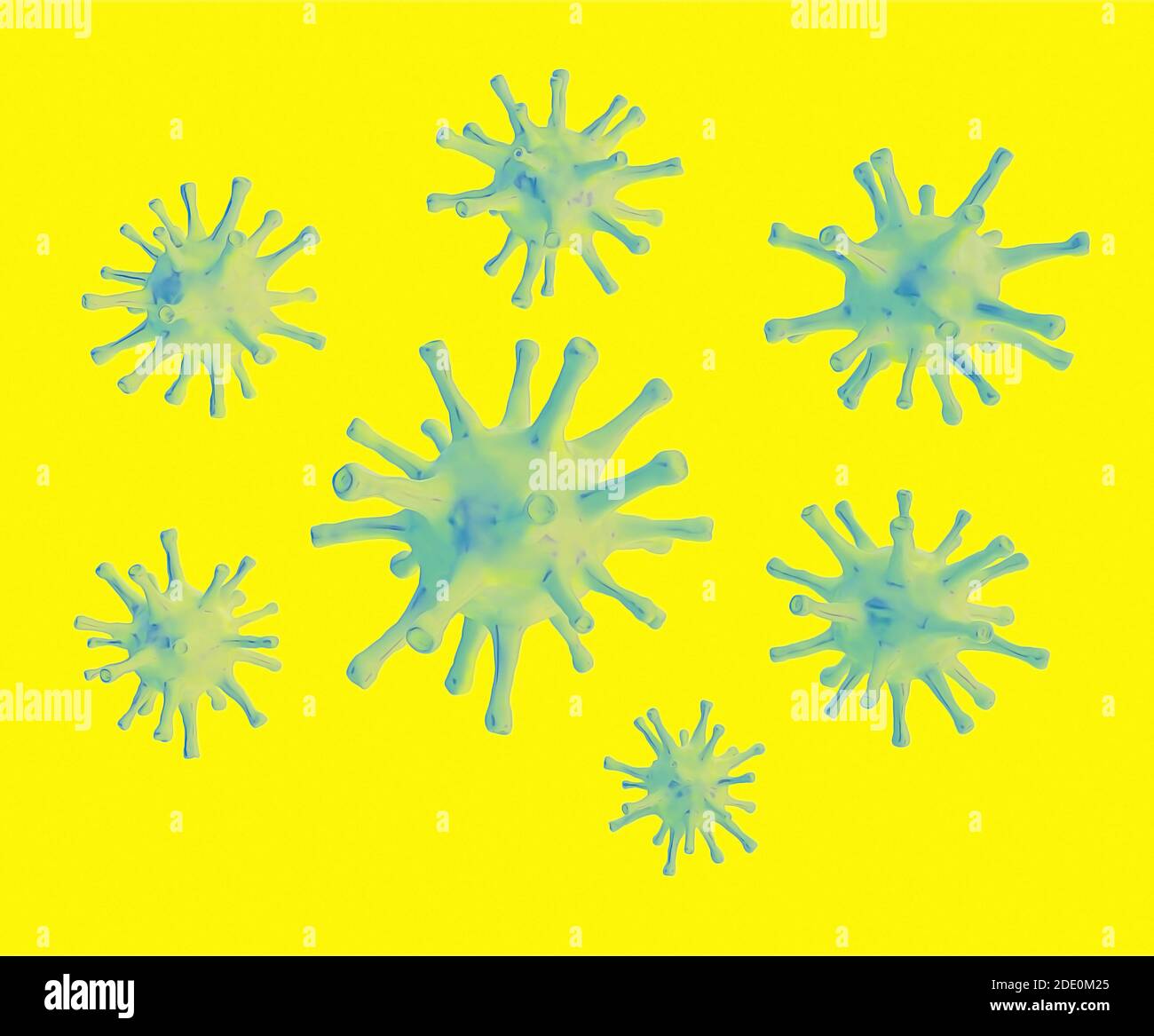 Floating viruses on yellow background, 3d illustration Stock Photo - Alamy