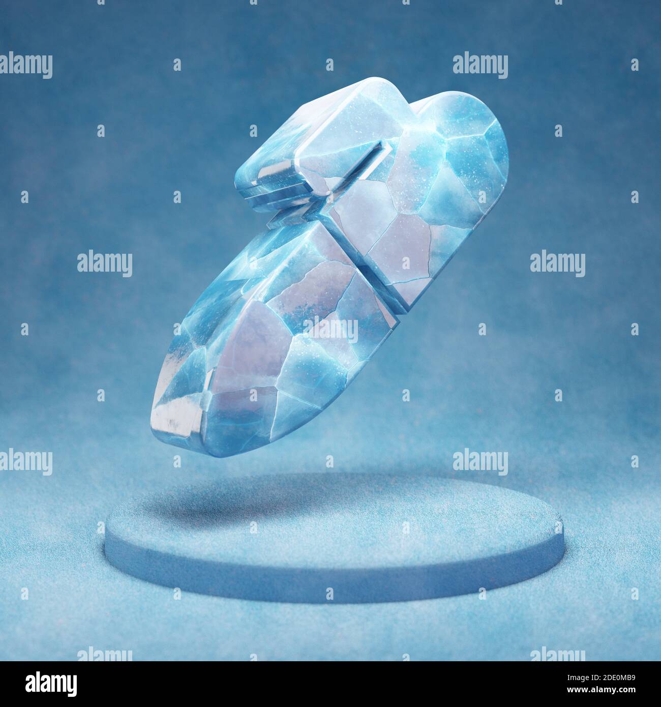 Marker icon. Cracked blue Ice Marker symbol on blue snow podium. Social ...