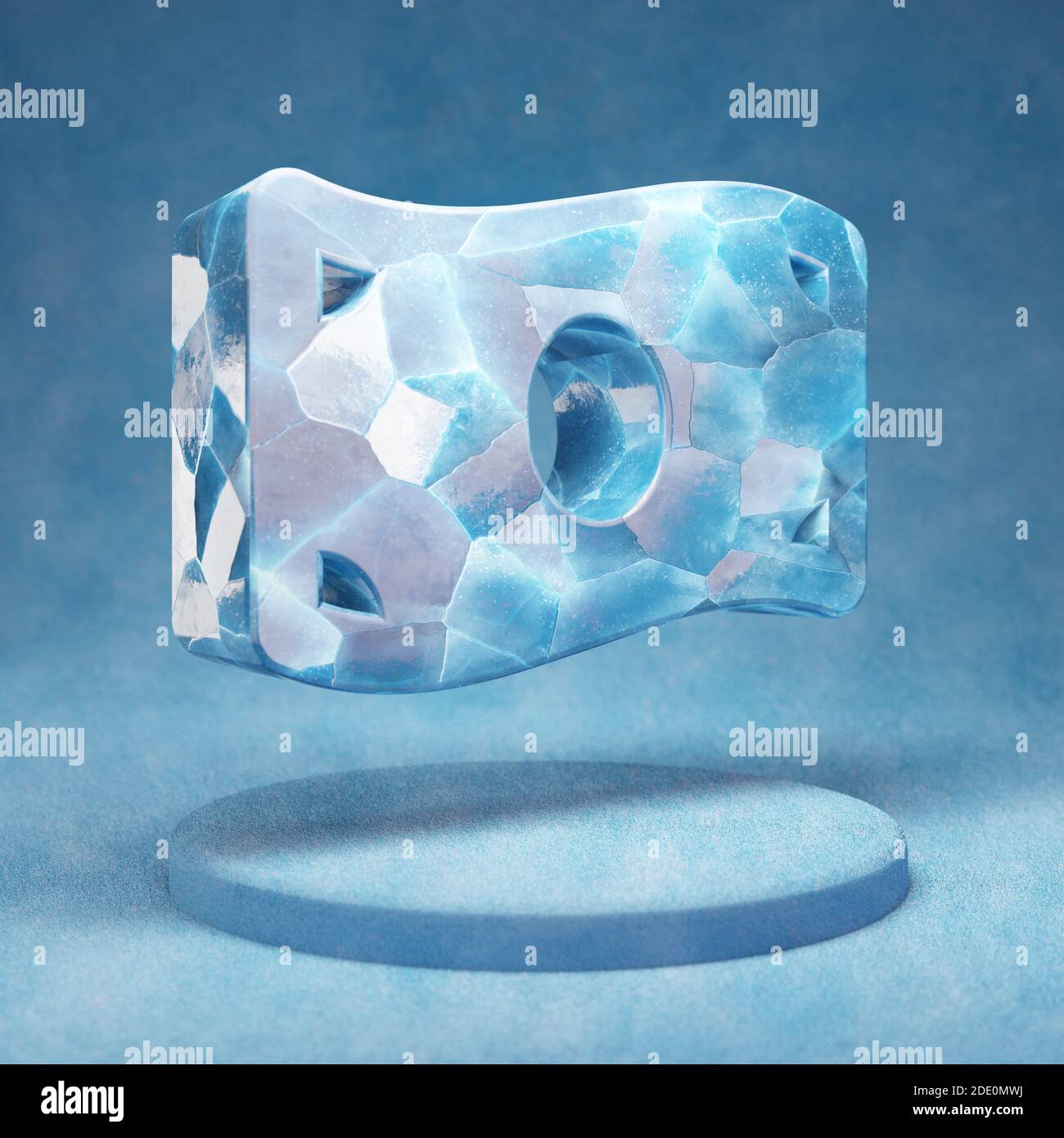 Money Bill Wave icon. Cracked blue Ice Money Bill Wave symbol on blue ...
