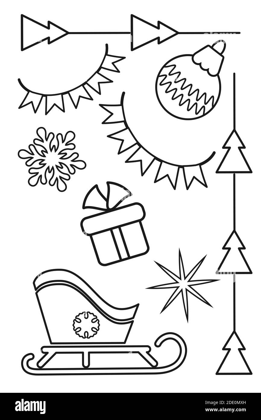 children-sledge-black-and-white-cut-out-stock-images-pictures-alamy