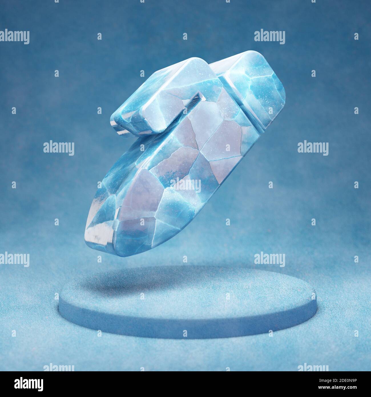 Pen icon. Cracked blue Ice Pen symbol on blue snow podium. Social Media ...