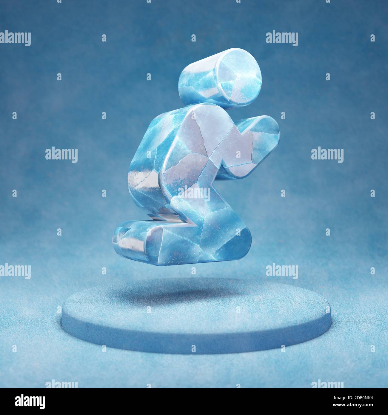 Pray icon. Cracked blue Ice Pray symbol on blue snow podium. Social ...