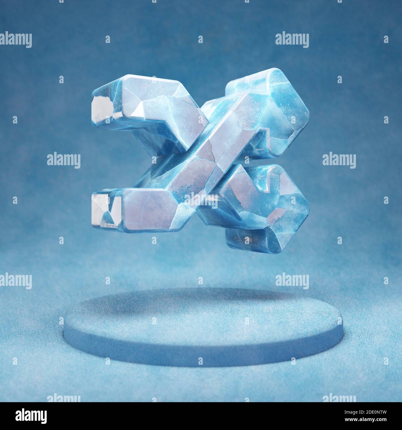 Random icon. Cracked blue Ice Random symbol on blue snow podium. Social ...