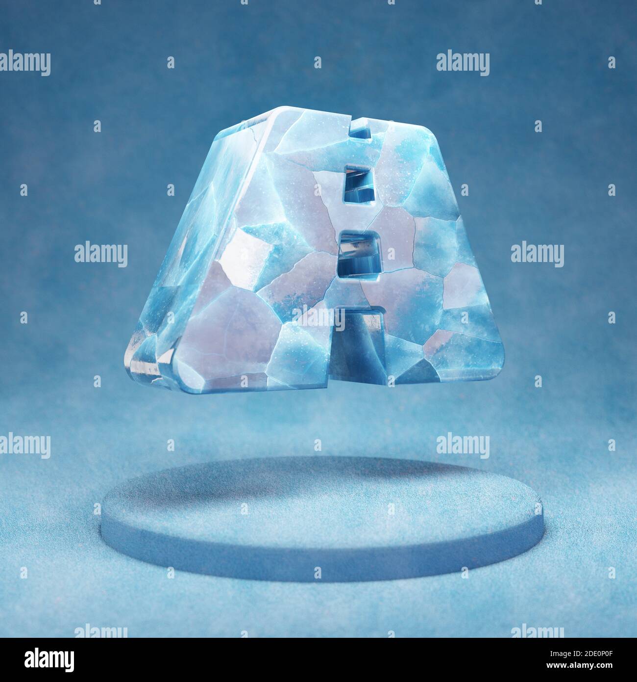 Road icon. Cracked blue Ice Road symbol on blue snow podium. Social ...