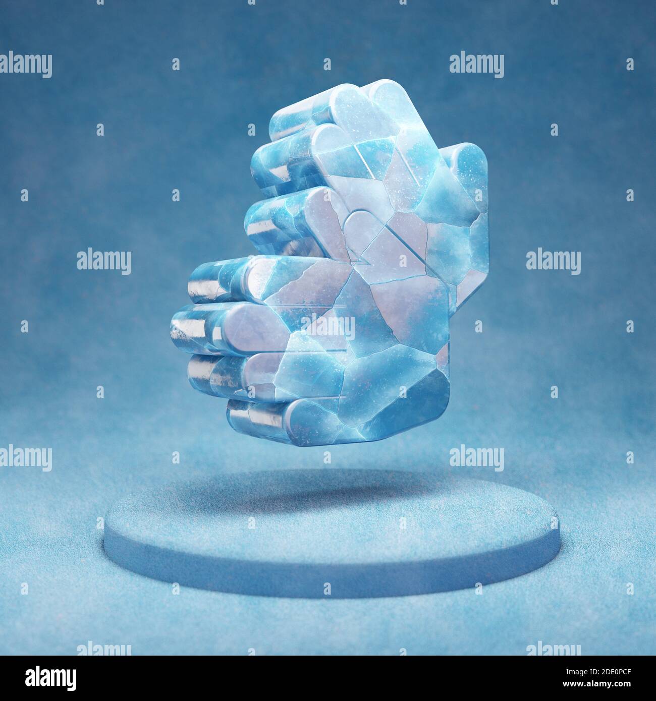 Sign Language icon. Cracked blue Ice Sign Language symbol on blue snow ...