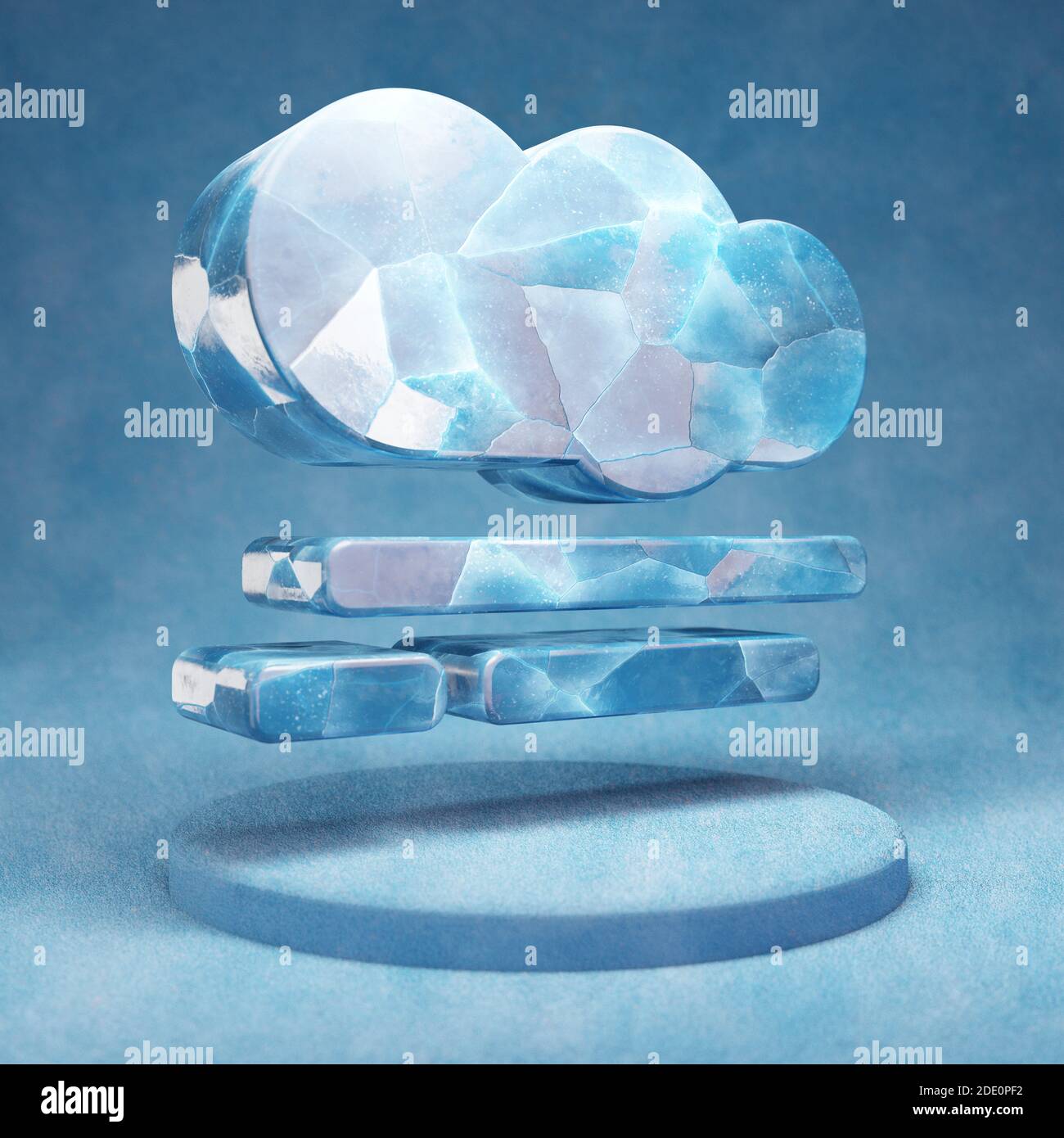 Smog icon. Cracked blue Ice Smog symbol on blue snow podium. Social ...
