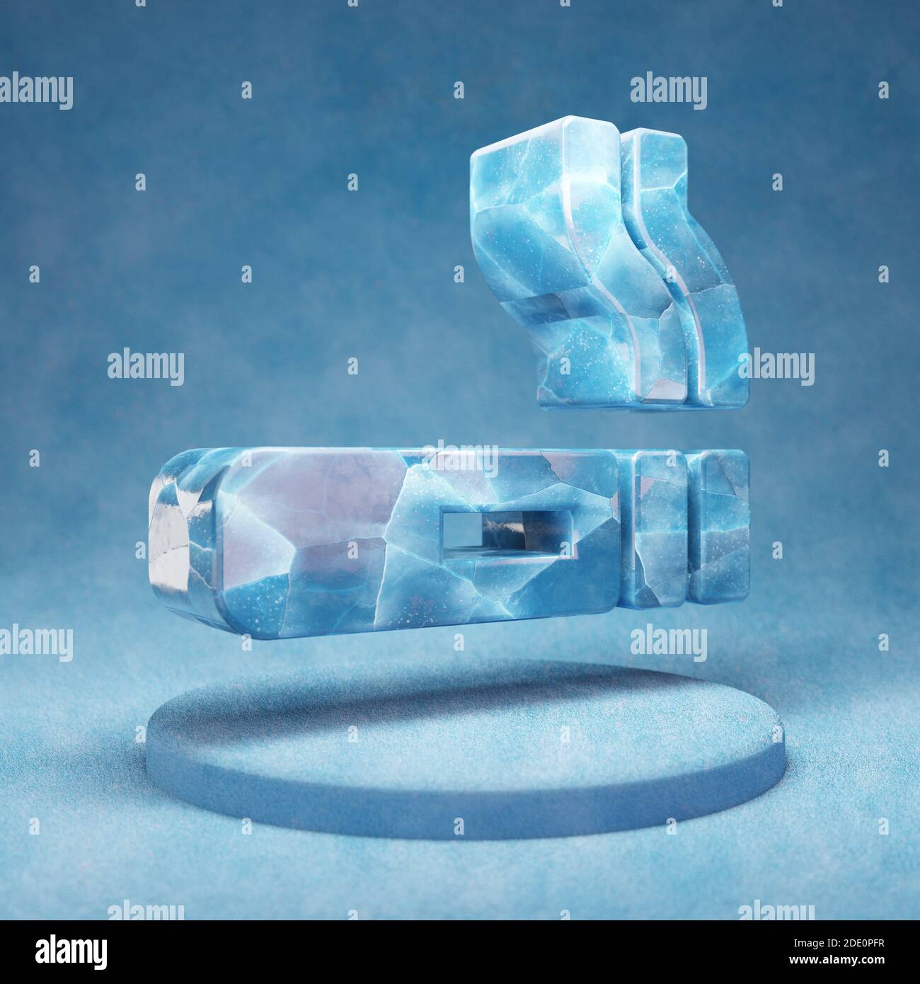 Smoking icon. Cracked blue Ice Smoking symbol on blue snow podium ...