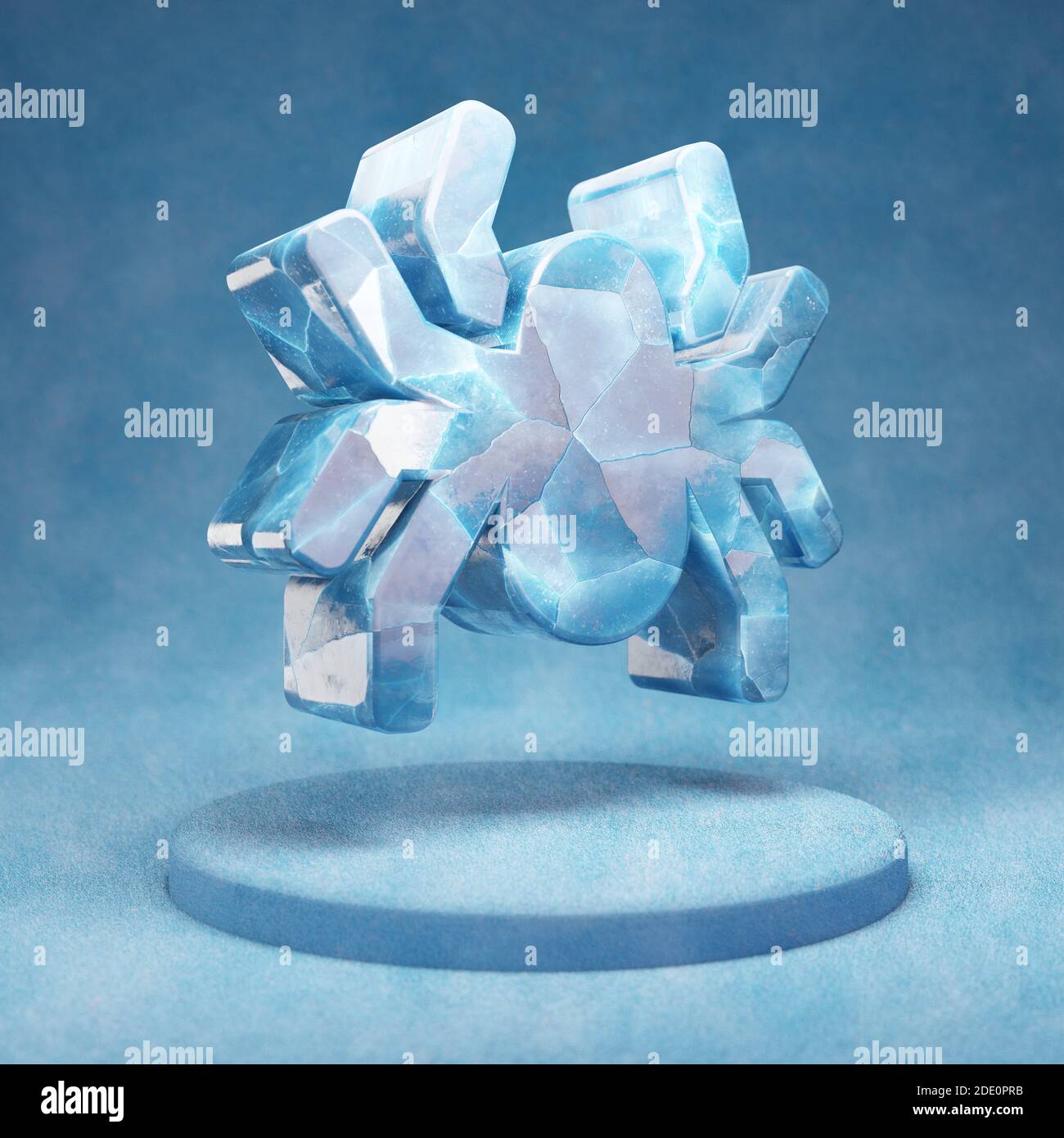 Spider icon. Cracked blue Ice Spider symbol on blue snow podium. Social ...