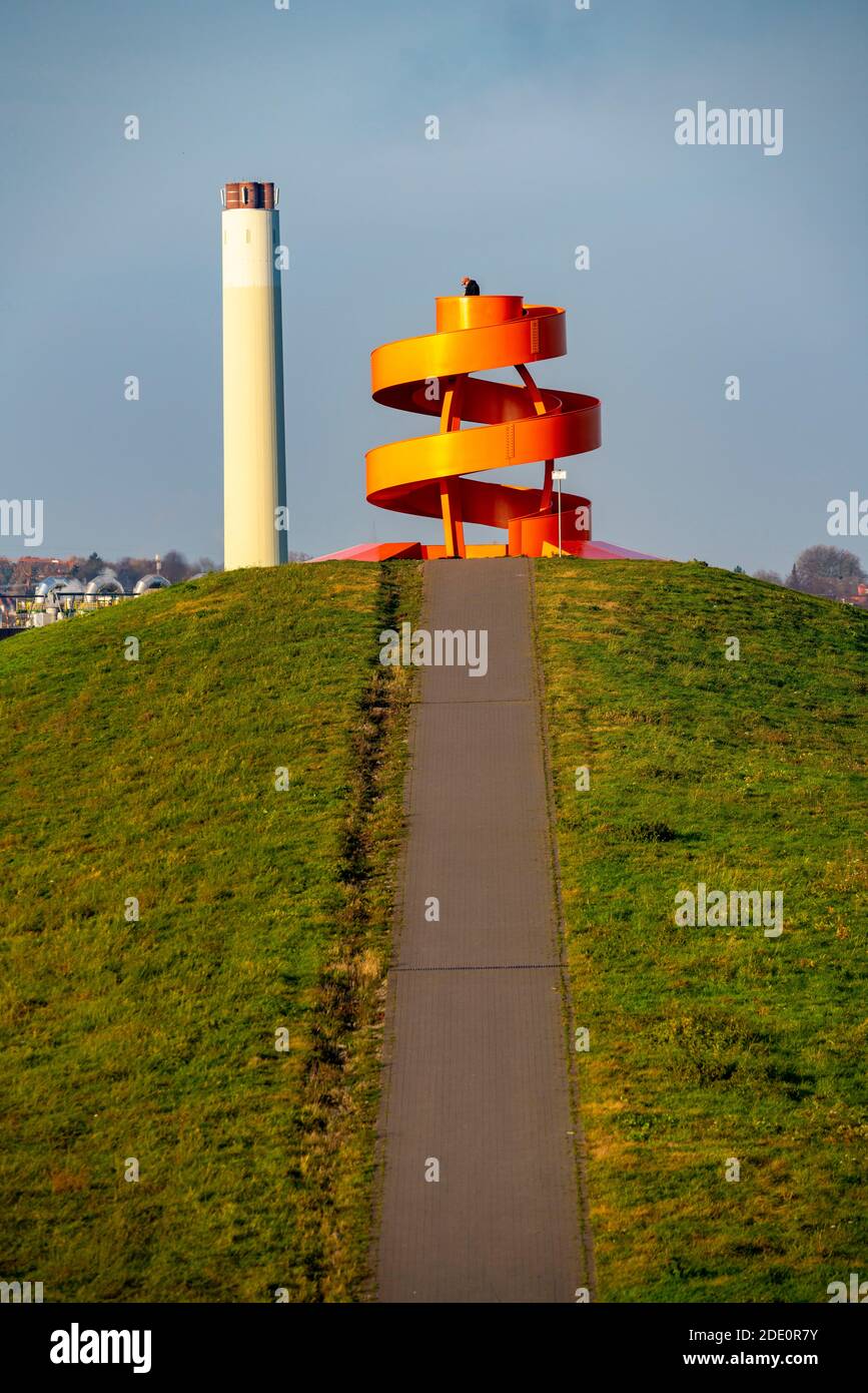 Sculpture slag heap sign, observation tower, slag heap Franz, part of ...