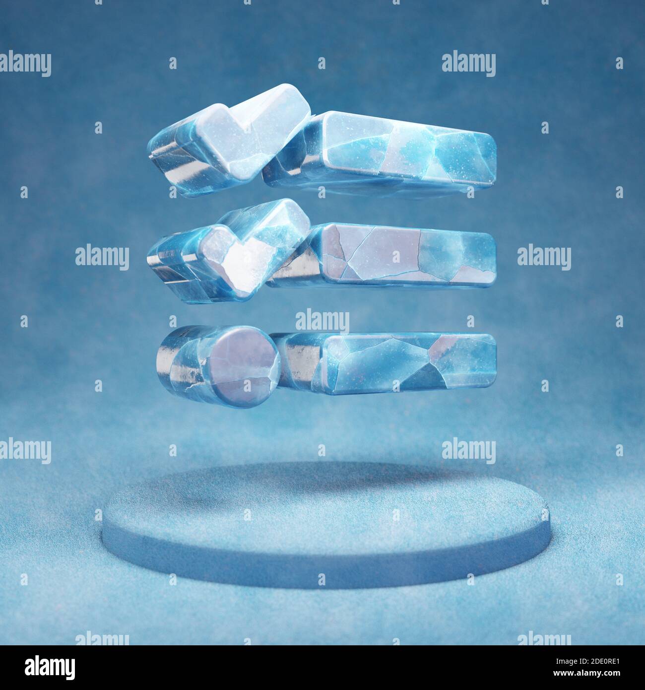 Tasks icon. Cracked blue Ice Tasks symbol on blue snow podium. Social ...